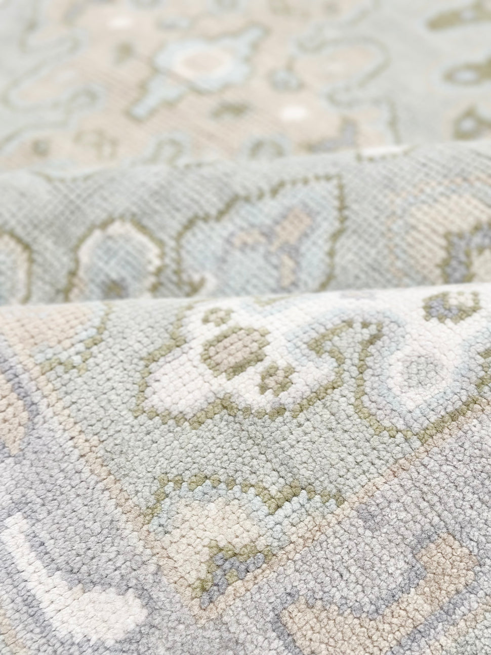 Lafayette Blue Hand-Knotted Modern Oushak – DFW Textile Sourcing